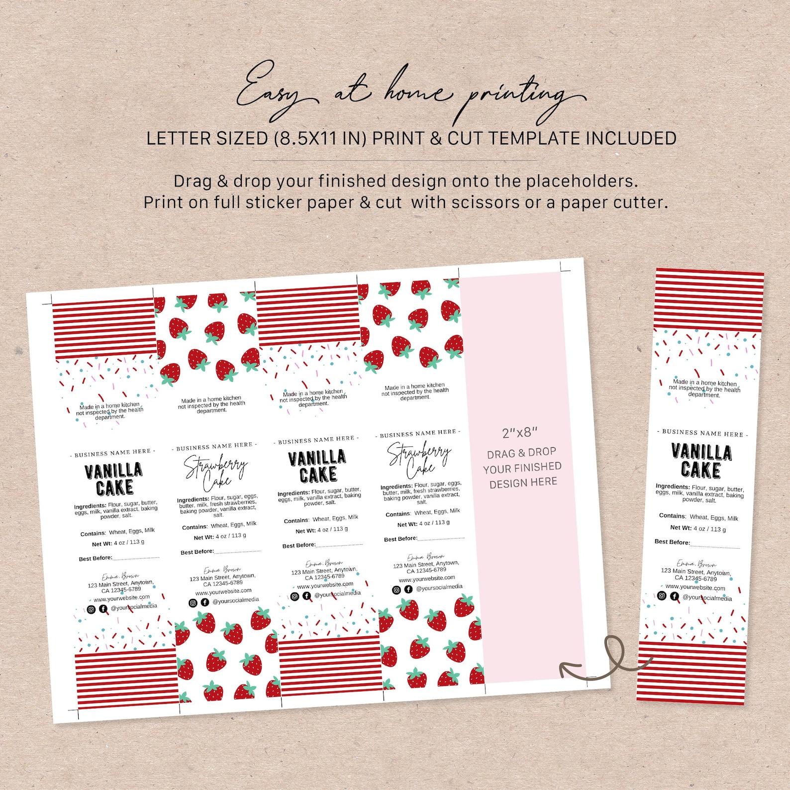 Editable Mini Cake Tin Label Template Mini Loaf Baking Pan Label Mini ...