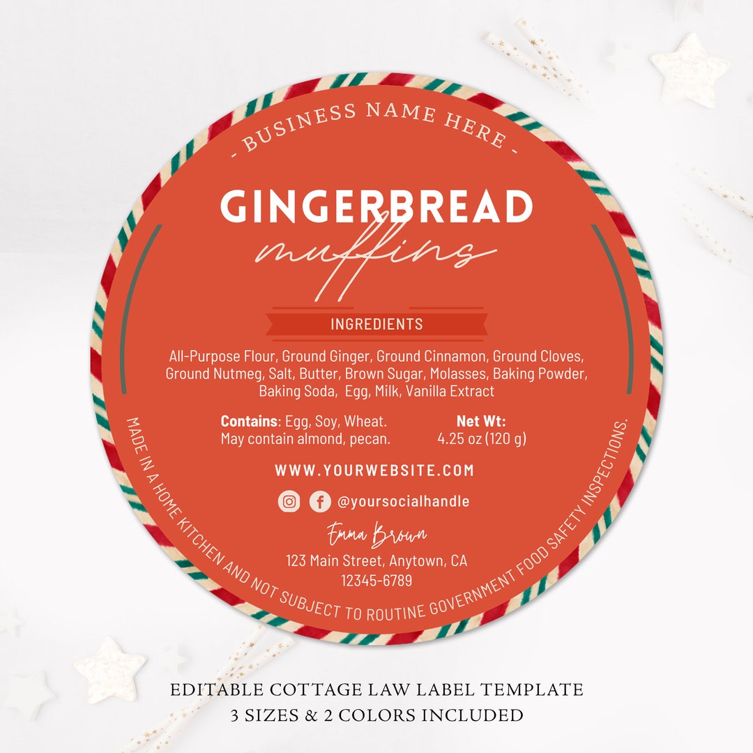 Cottage Law Label | Christmas Label | Printable Food Label | Home Baked ...