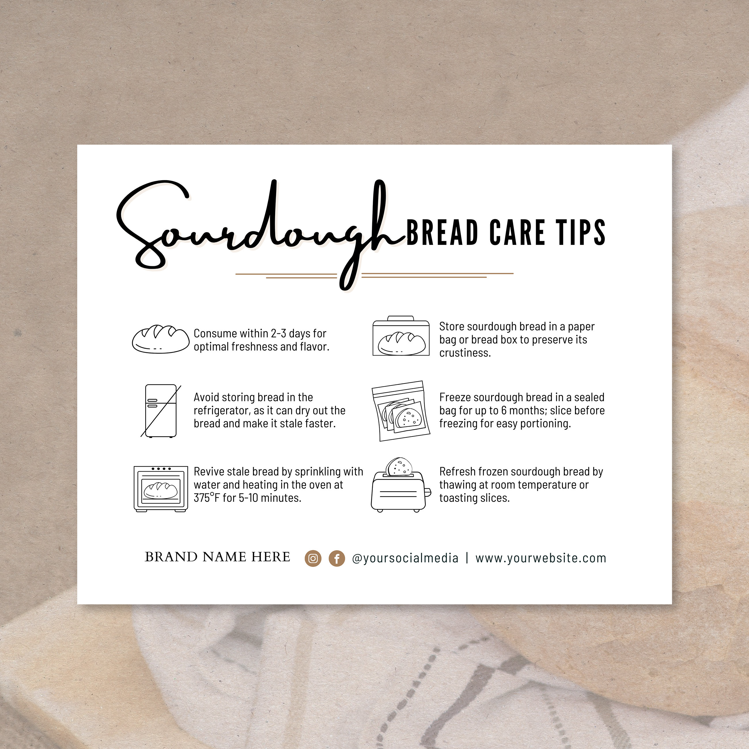 Sourdough Bread Cottage Food Label | Sourdough Bread Care Card | Home ...