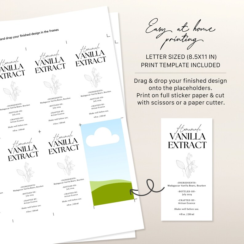 Homemade Vanilla Extract Labels | Vanilla Extract Label Template | Diy ...