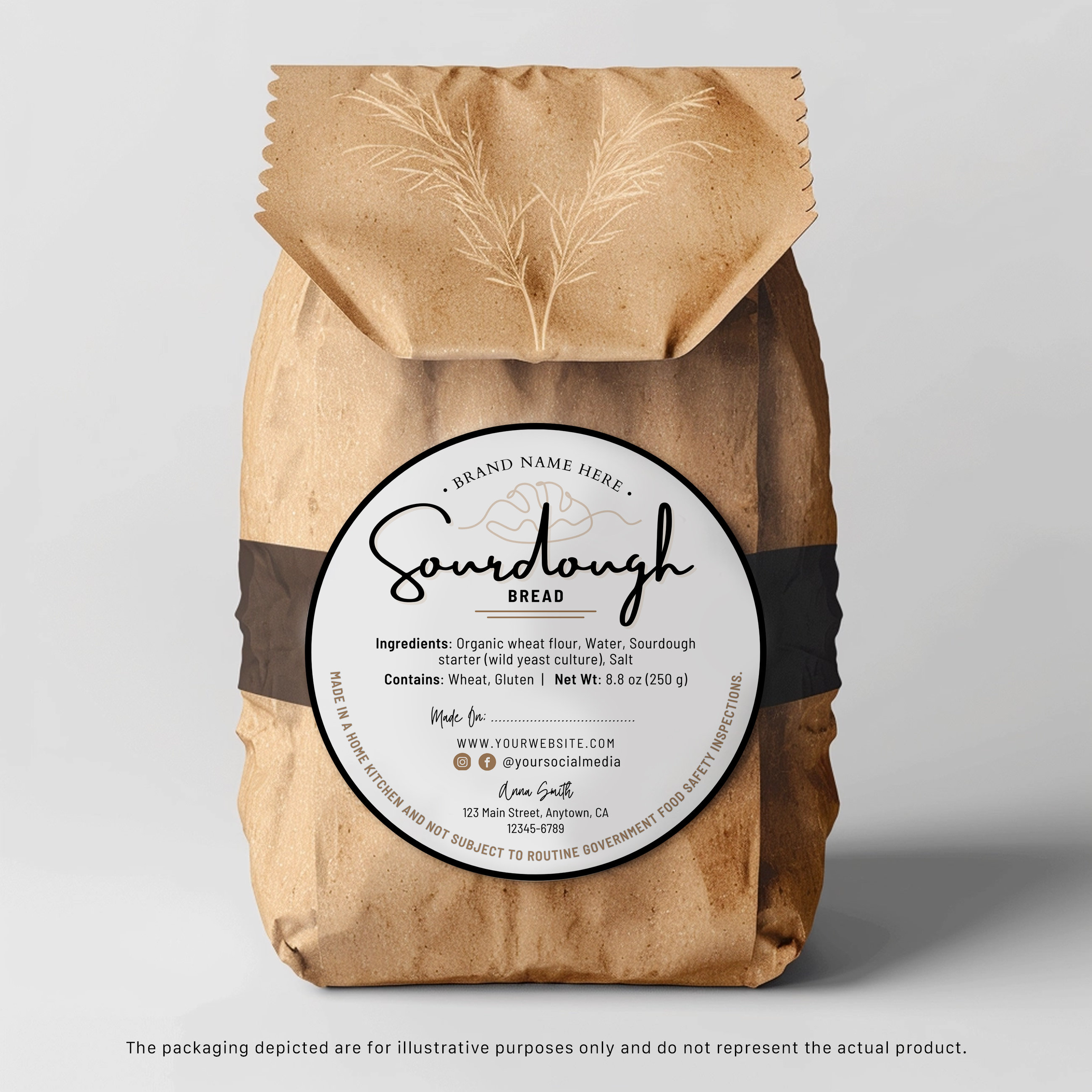 Buy Sourdough Bread Cottage Food Label Home Baked Goods Label Printable ...