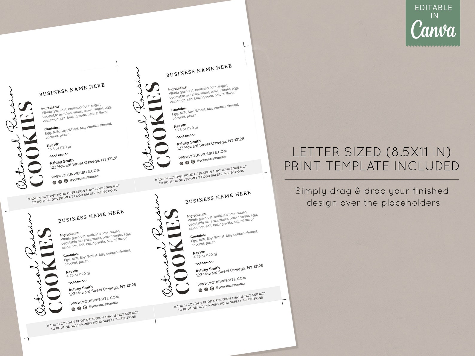 Cottage Food Label Home Baked Goods Label Printable Food - Etsy