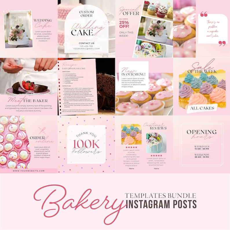 Bakery Instagram Post Templates | Bakery Instagram Template | Instagram ...