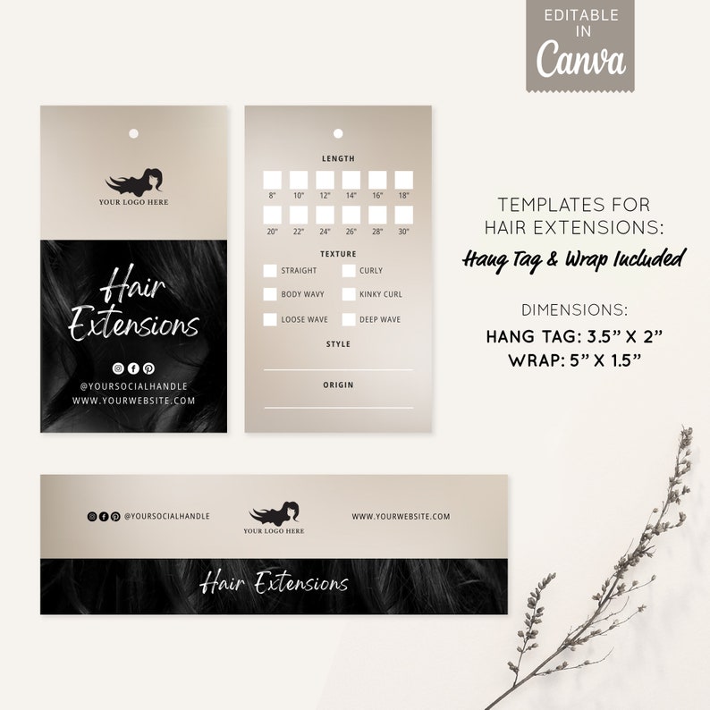 Hair Tags | Editable Hair Tag Template | DIY Bundle Tag Design | Hair ...