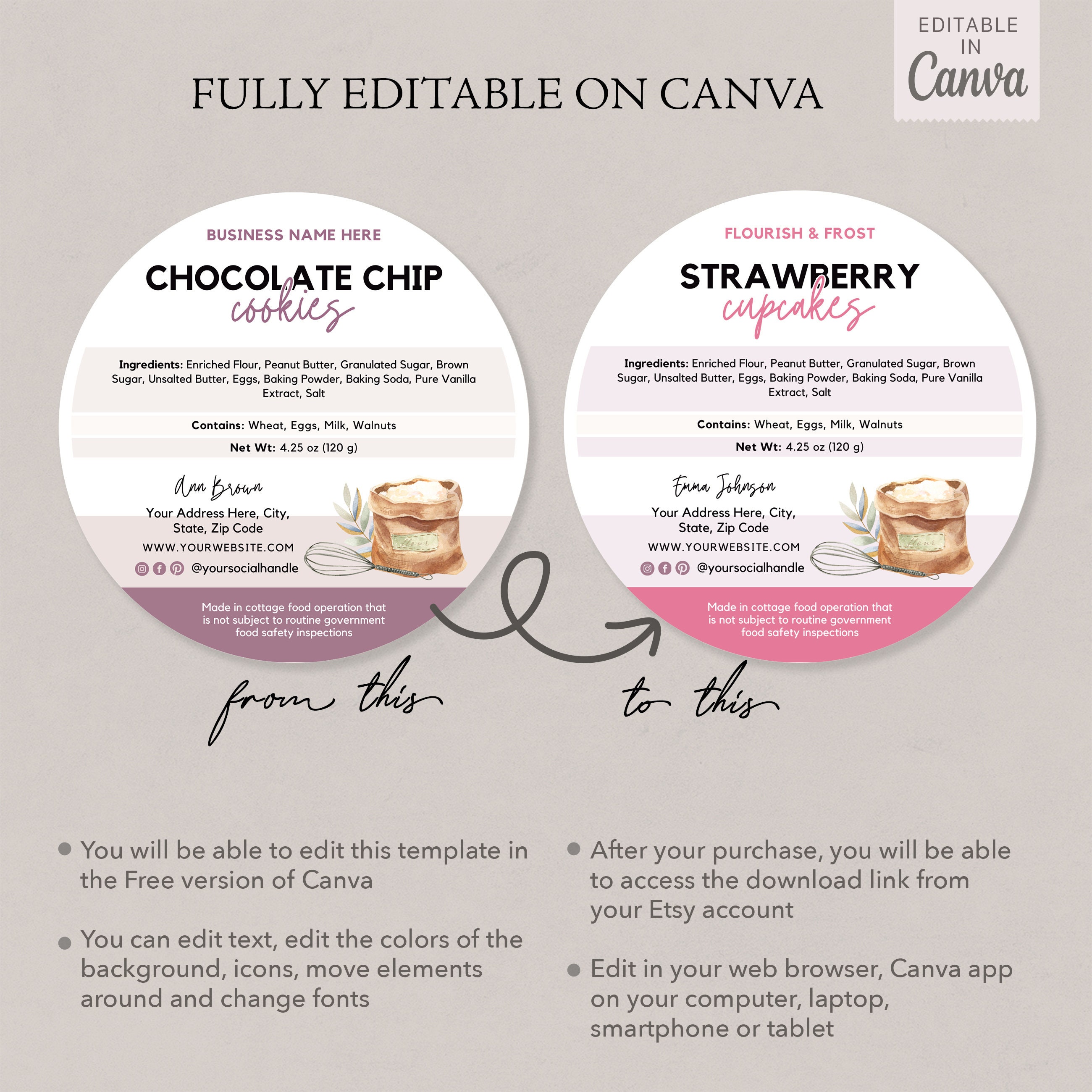 Cottage Food Label | Home Baked Goods Label | Printable Food Label ...