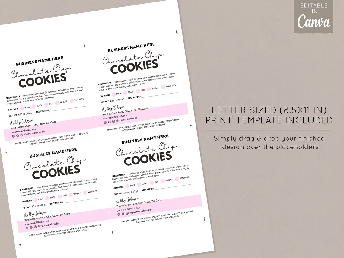 Cottage Food Label Home Baked Goods Label Printable Food Label Cottage ...