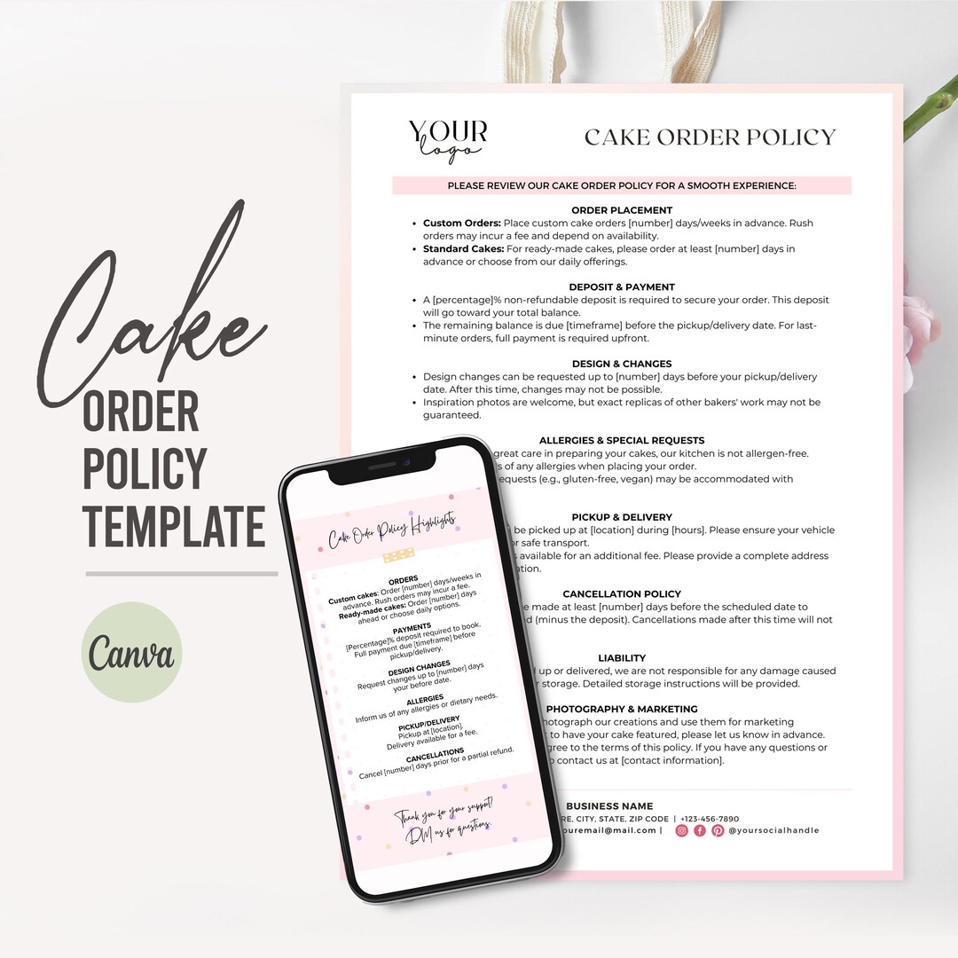 Editable Cake Contract | Event Cake Contract | Cake Business Contract ...