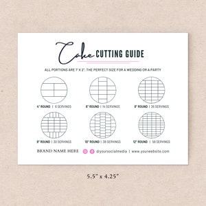 Cake Care Card Template | Editable Cake Cutting Guide Cards | Bakery ...