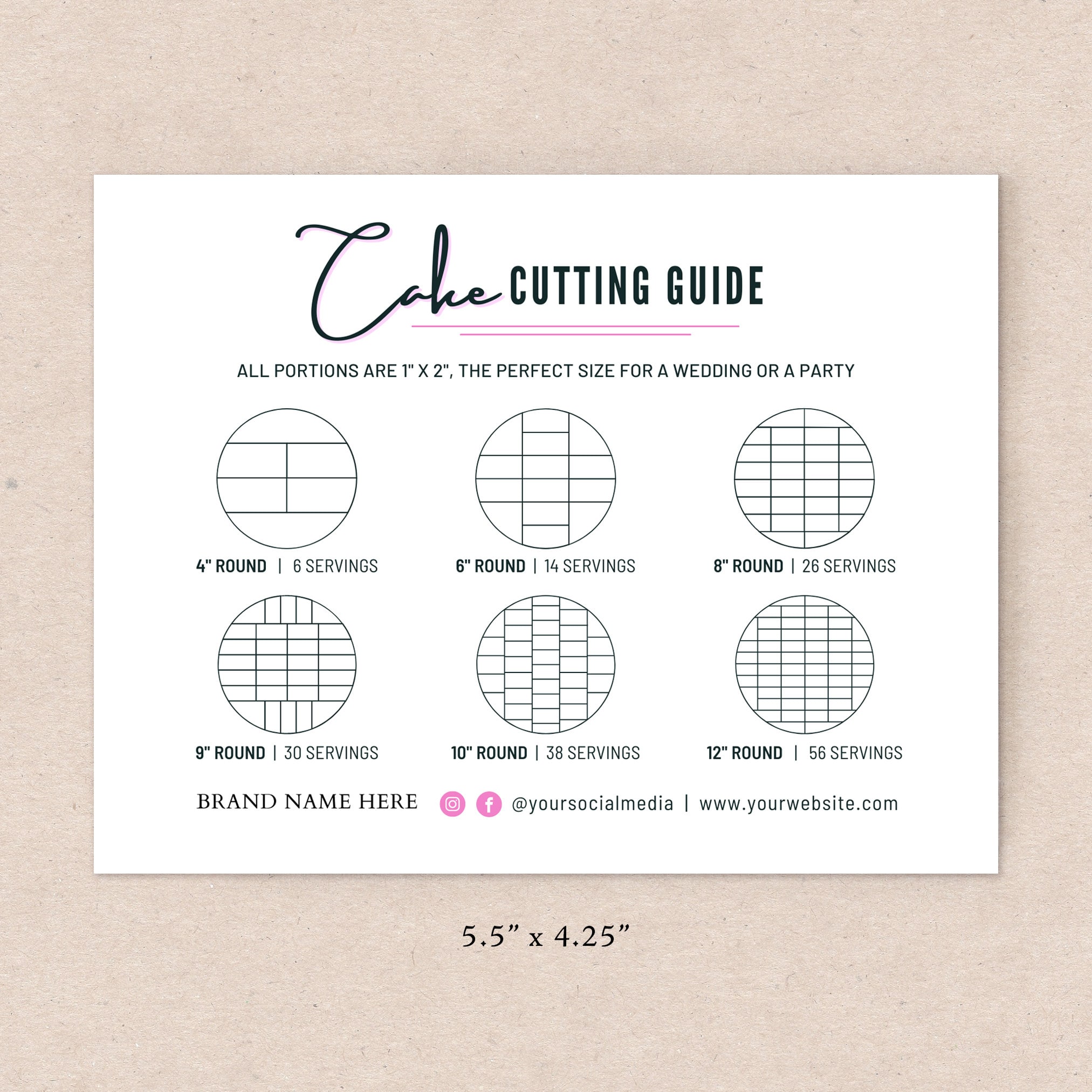 Cake Care Card Template | Editable Cake Cutting Guide Cards | Bakery ...