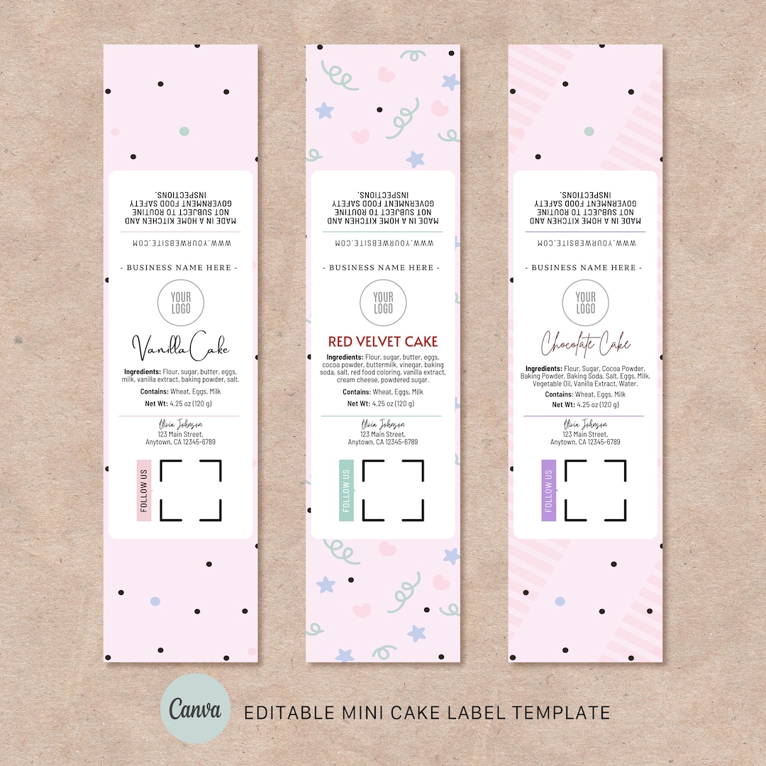 Editable Mini Cake Tin Label Template | Mini Loaf Baking Pan Label ...