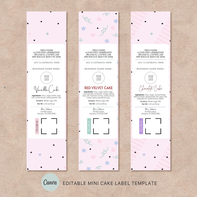 Editable Mini Cake Tin Label Template | Mini Loaf Baking Pan Label ...