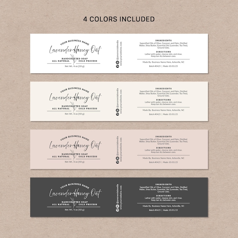 Editable Soap Label Template for Canva, Custom Wrap Around Labels for ...