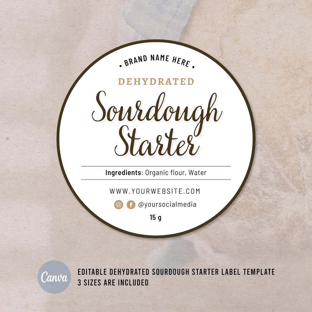 Dehydrated Sourdough Starter Label Template | Sourdough Starter Sticker ...