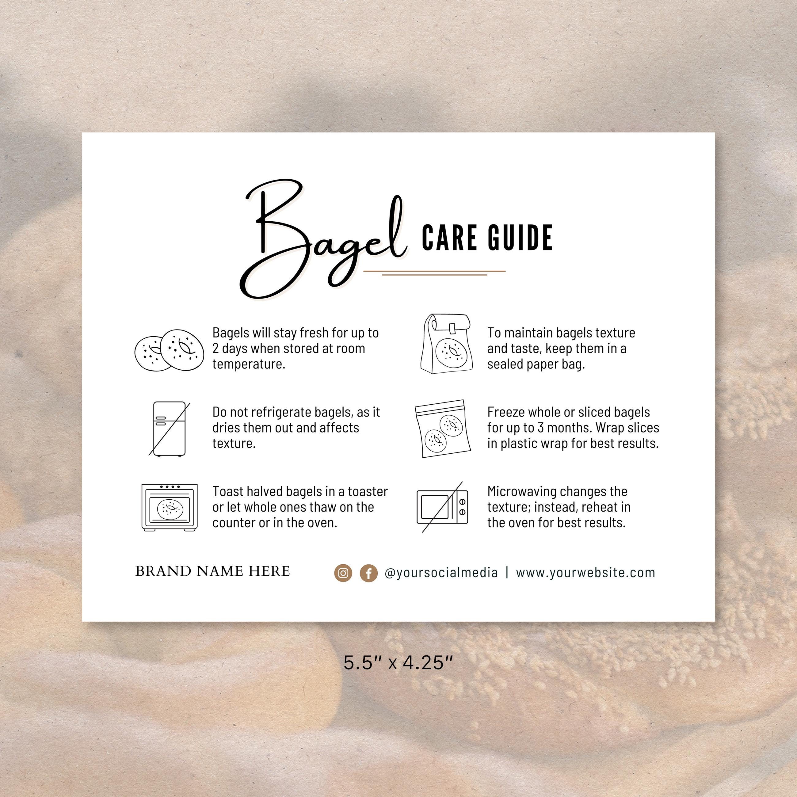 Bagel Care Card | Bagel Care Card Template | Printable Bagels Note ...