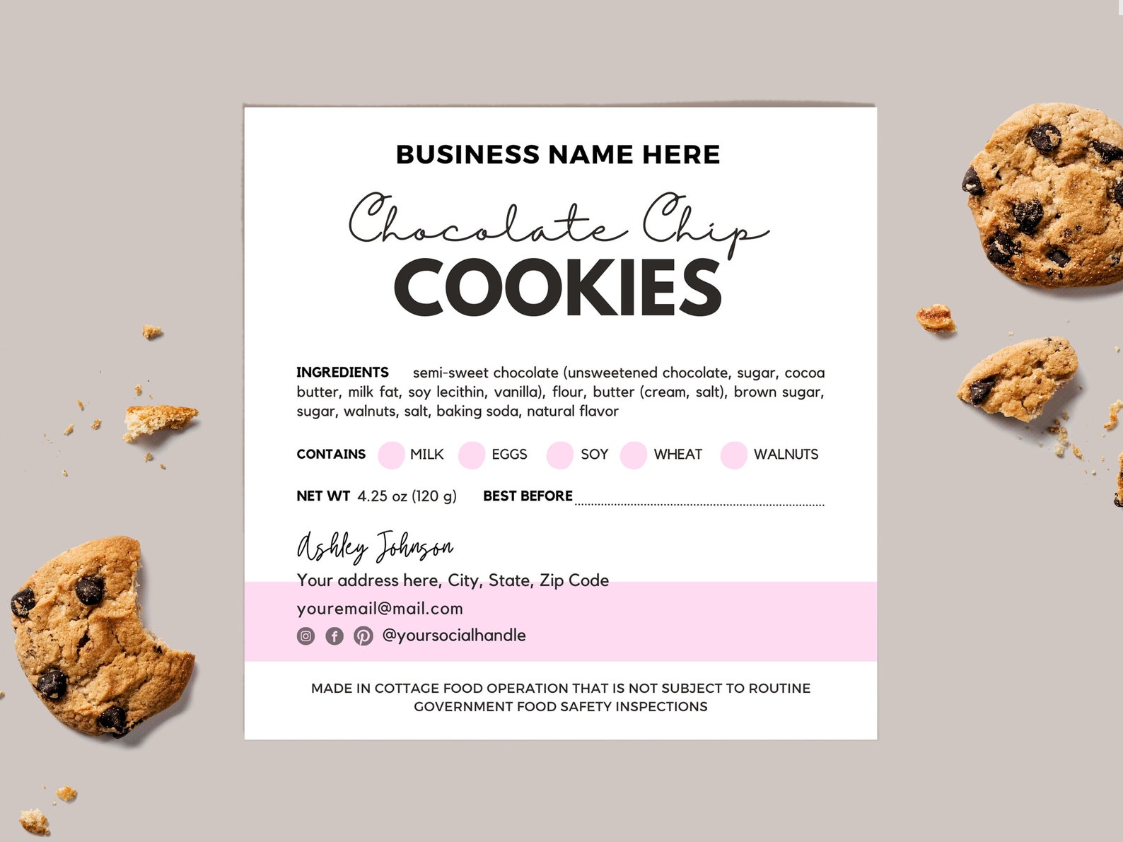 Cottage Food Label | Home Baked Goods Label | Printable Food Label ...