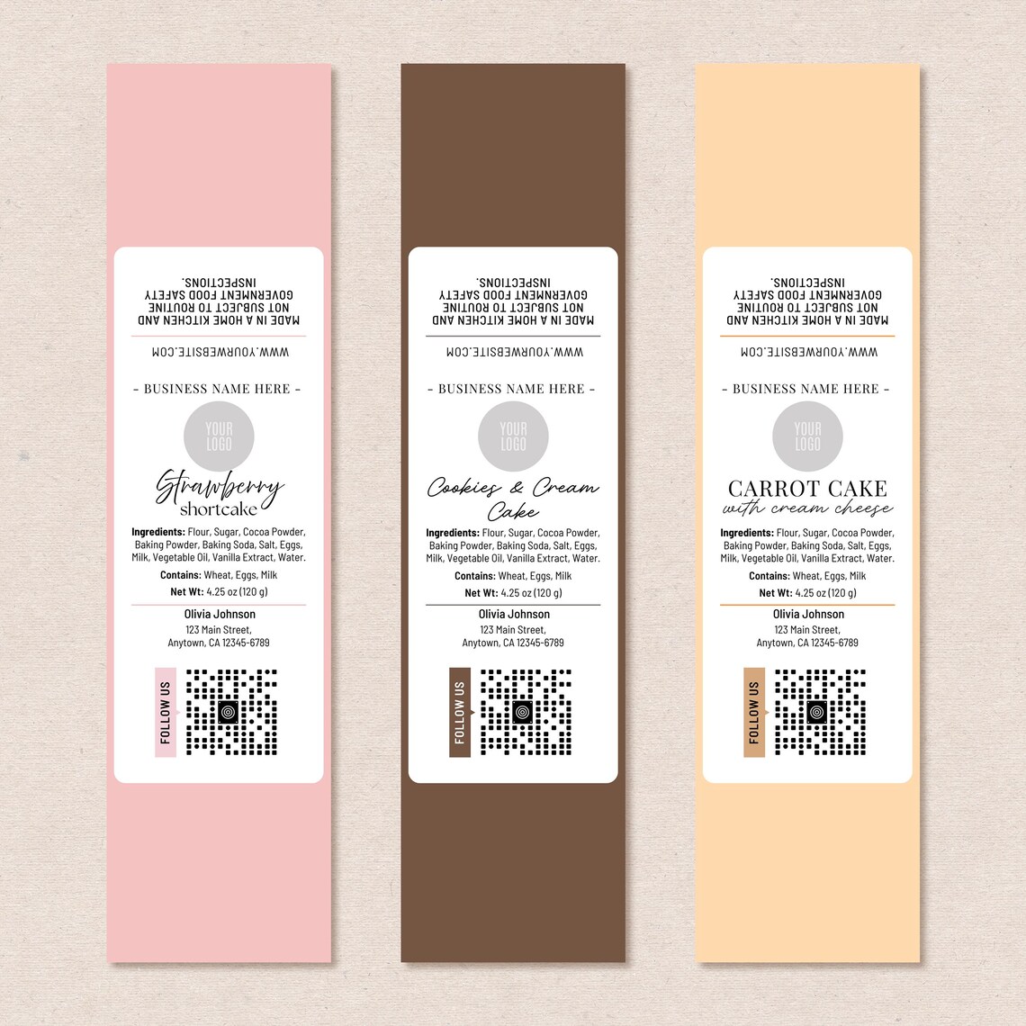 Mini Cake Tin Label, Editable Template for Mini Loaf Cakes, Printable ...