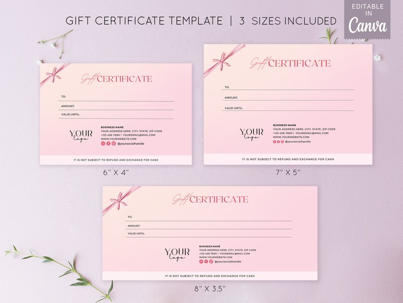 Gift Certificate Template Editable Gift Voucher Modern Gift Certificate ...