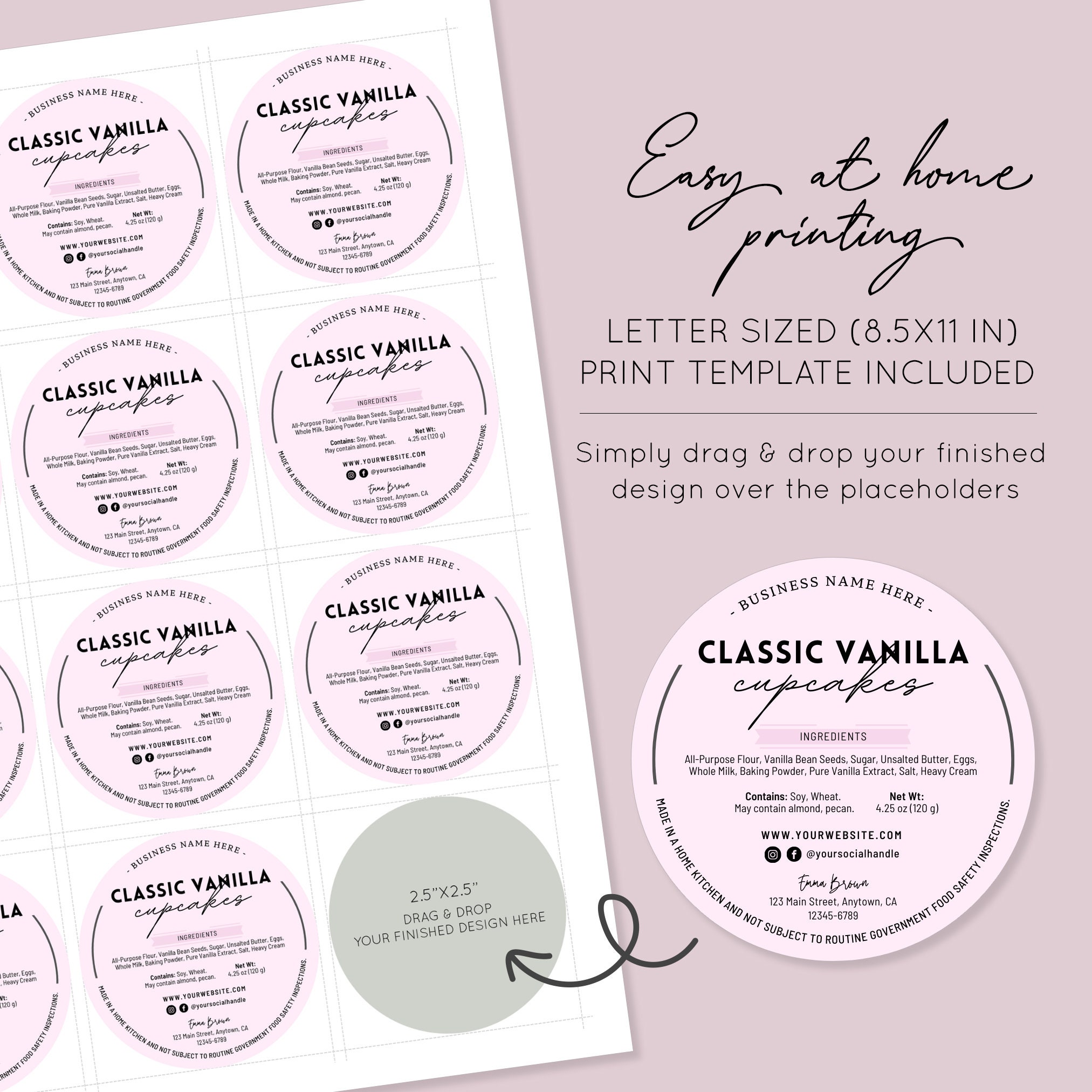 Cottage Food Label Home Baked Goods Label Printable Food Label Cottage ...