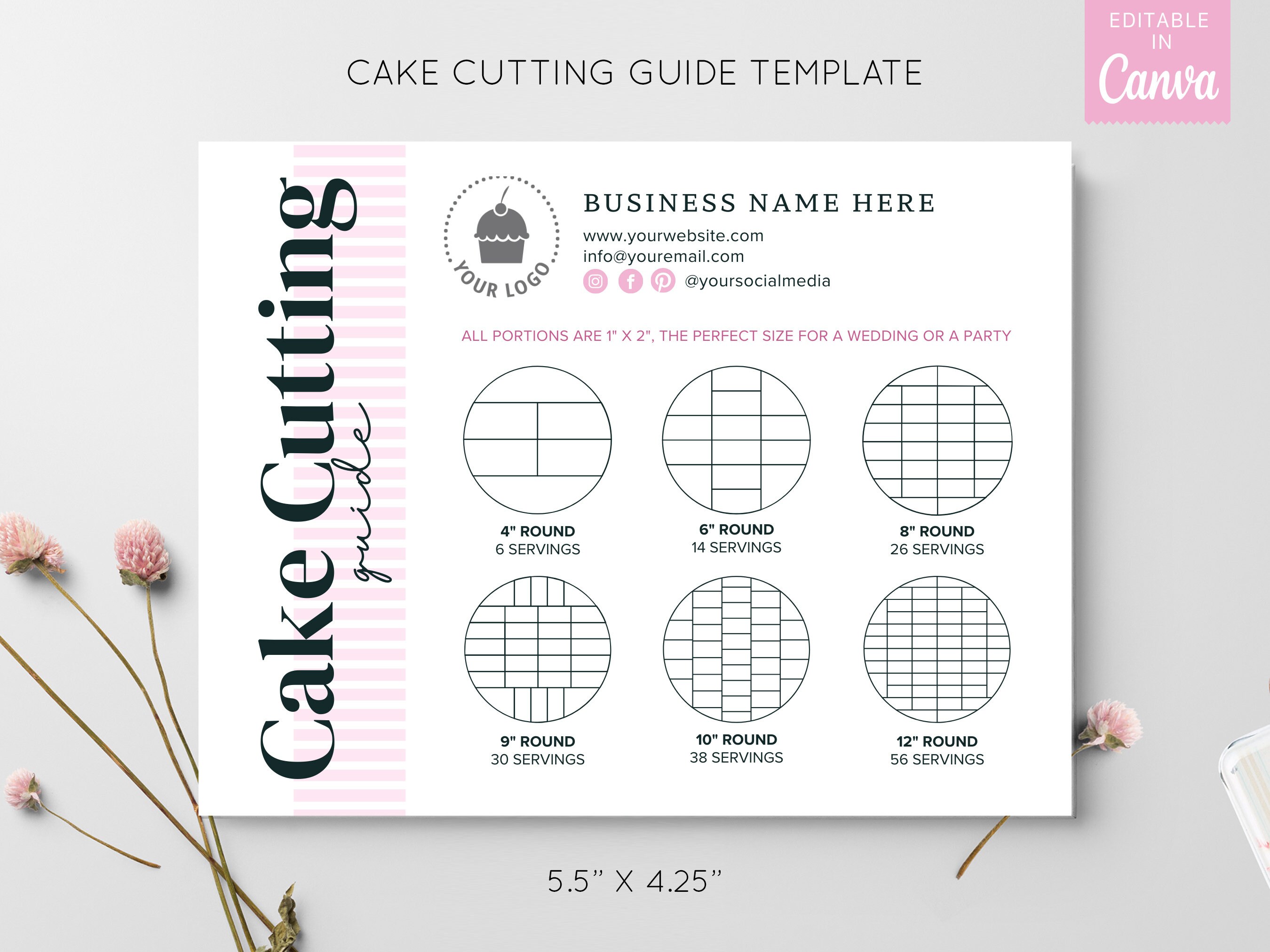 Cake Instructions | Cake Cutting Guide | Bakery Template | Printable ...