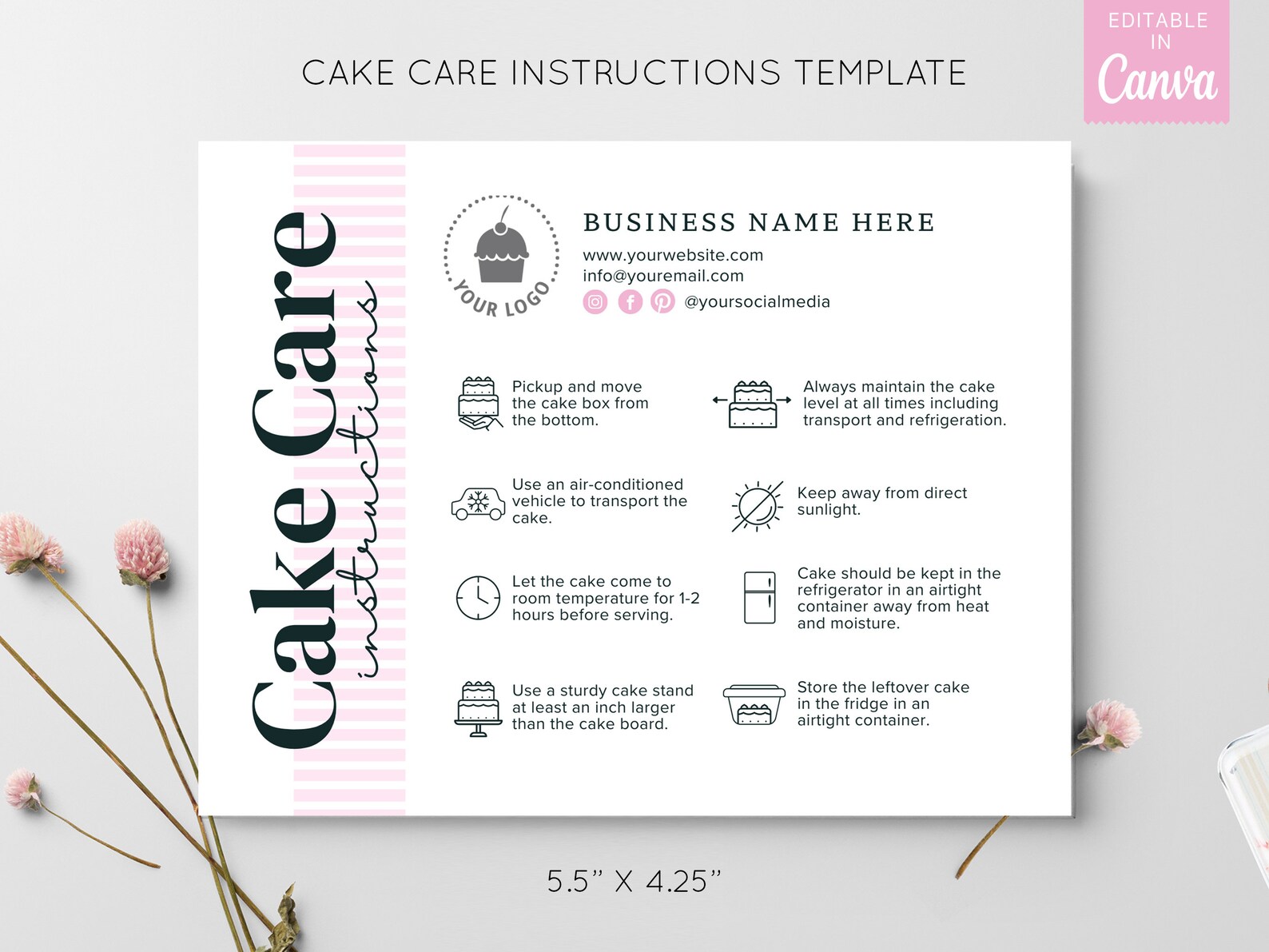 Cake Instructions | Cake Cutting Guide | Bakery Template | Printable ...