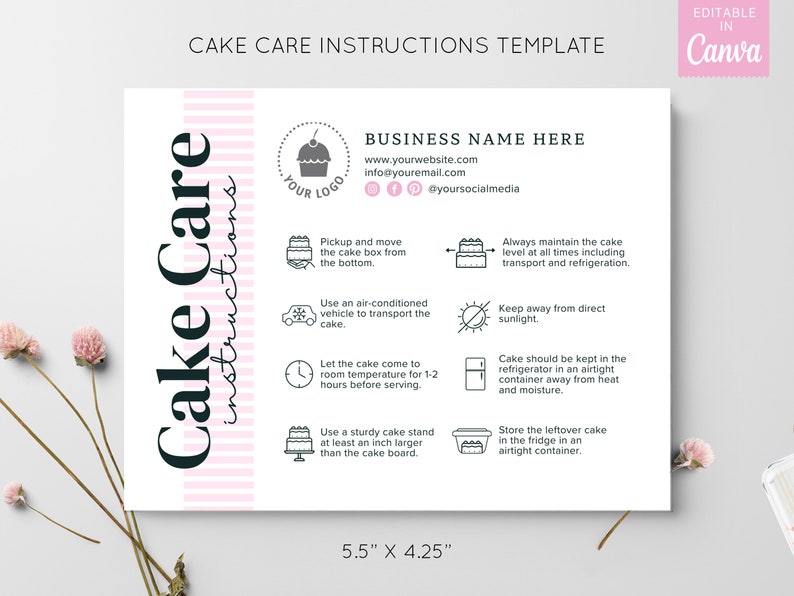 Cake Instructions | Cake Cutting Guide | Bakery Template | Printable ...