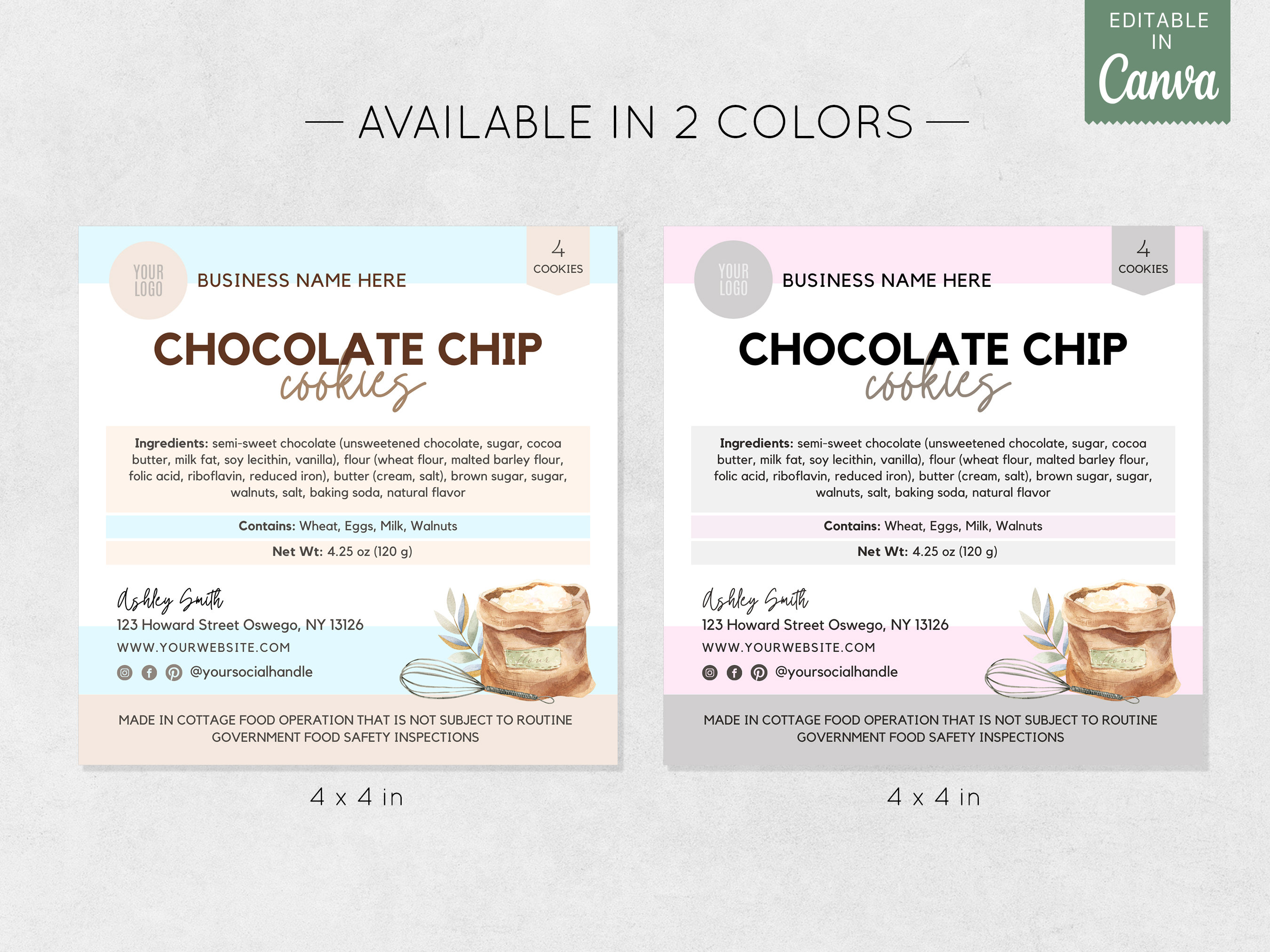 Cottage Food Label | Home Baked Goods Label | Printable Food Label ...
