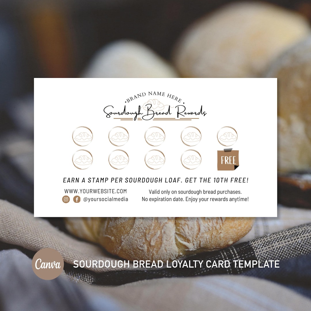 Sourdough Loyalty Card Template | Bakery Loyalty Card | Customer ...