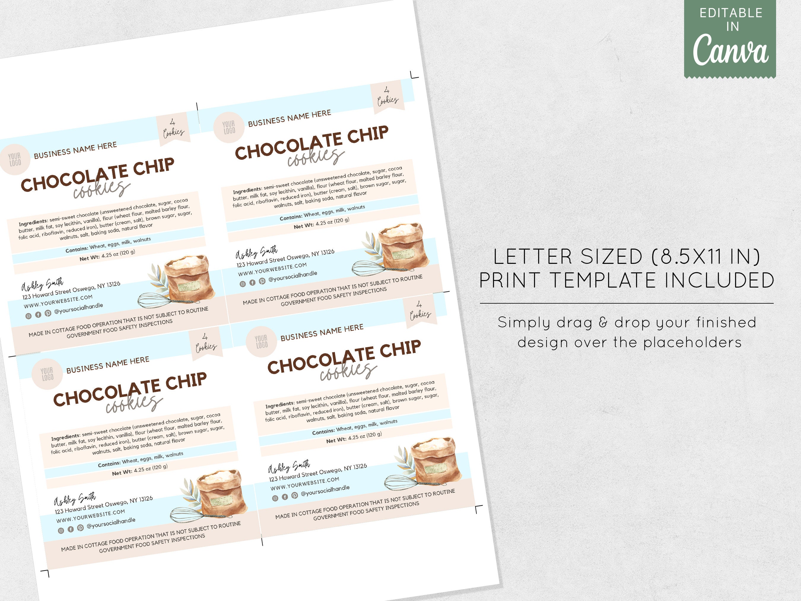 Cottage Food Label | Home Baked Goods Label | Printable Food Label ...