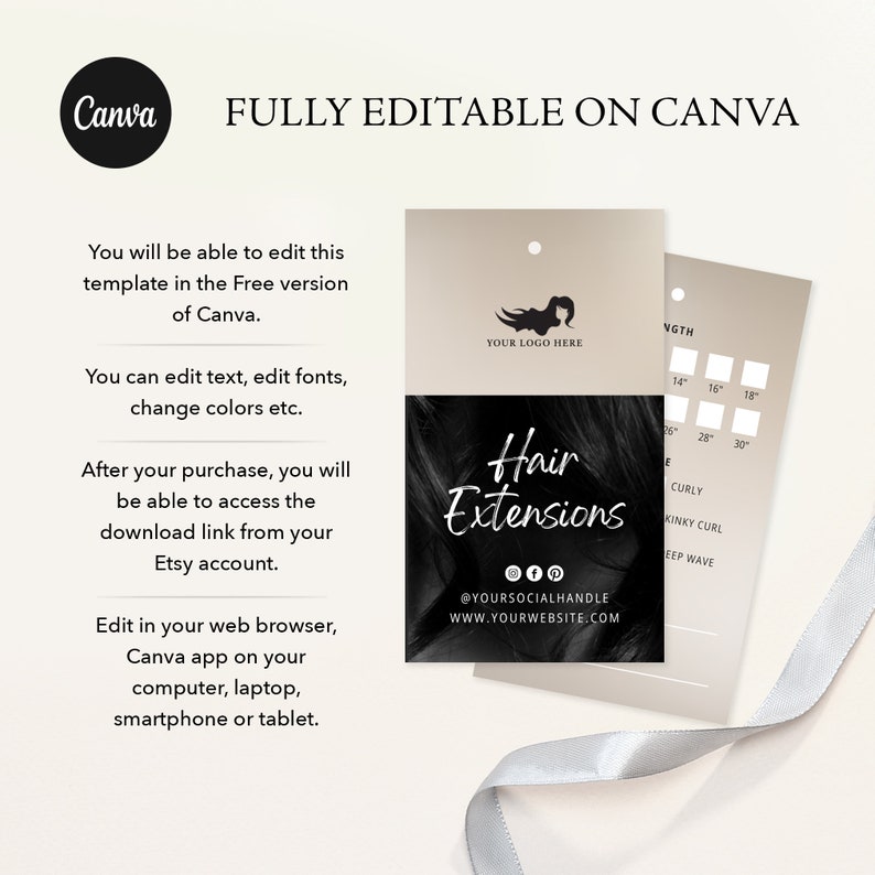 Hair Tags | Editable Hair Tag Template | DIY Bundle Tag Design | Hair ...