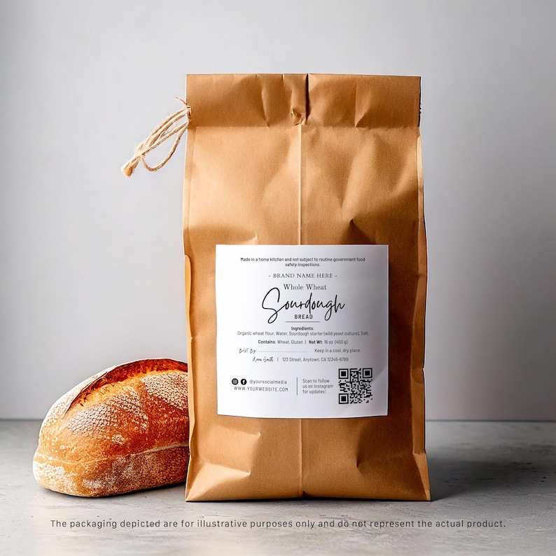 Sourdough Bread Cottage Food Label | Home Baked Goods Label | Printable ...