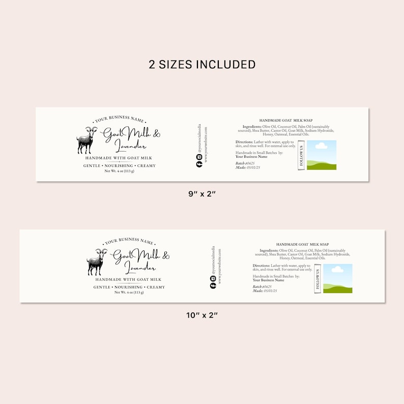 Goat Milk Soap Label Template for Canva – Editable Custom Soap Bar ...