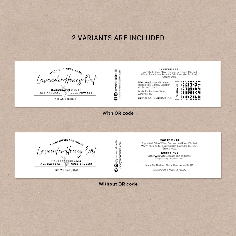 Editable Soap Label Template for Canva, Custom Wrap Around Labels for ...