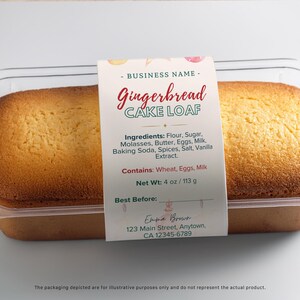 Mini Cake Tin Label Editable Template | Mini Christmas Cake Loaf Label ...