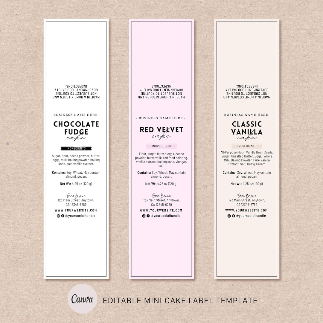 Editable Mini Cake Tin Label Template | Mini Loaf Baking Pan Label ...