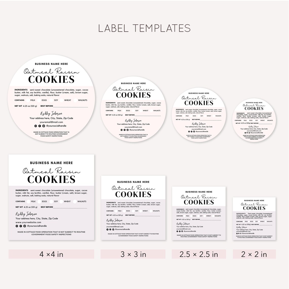 Minimalist Bakery Template Canva Template Bakery Business Bundle Cake ...