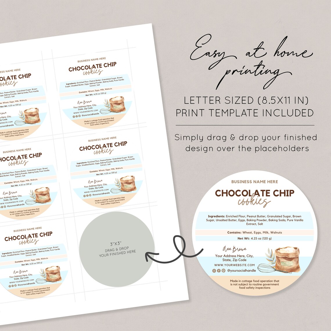 Cottage Food Label | Home Baked Goods Label | Printable Food Label ...