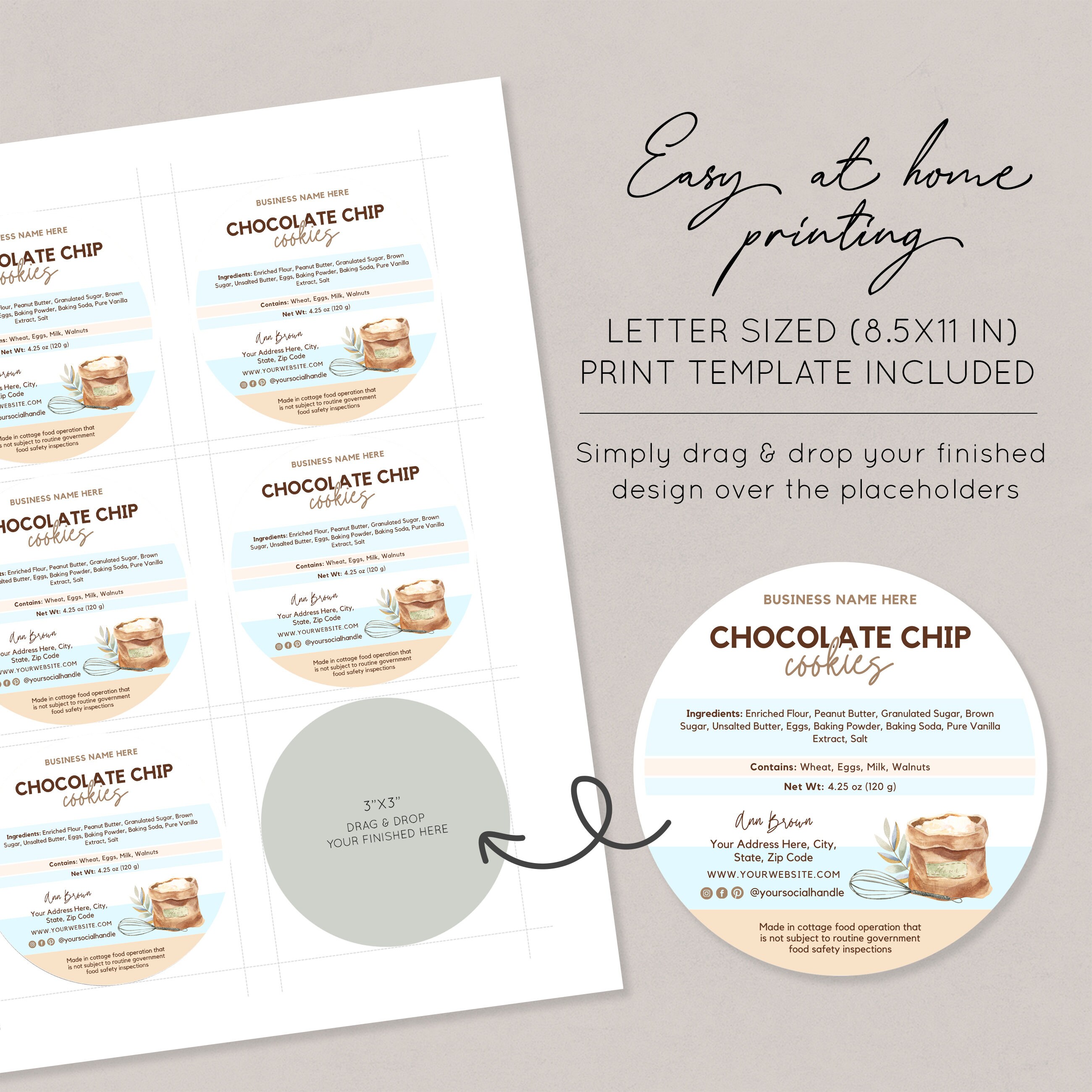 Cottage Food Label | Home Baked Goods Label | Printable Food Label ...