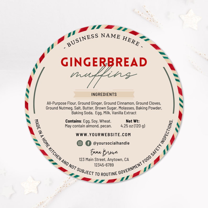 Cottage Law Label | Christmas Label | Printable Food Label | Home Baked ...