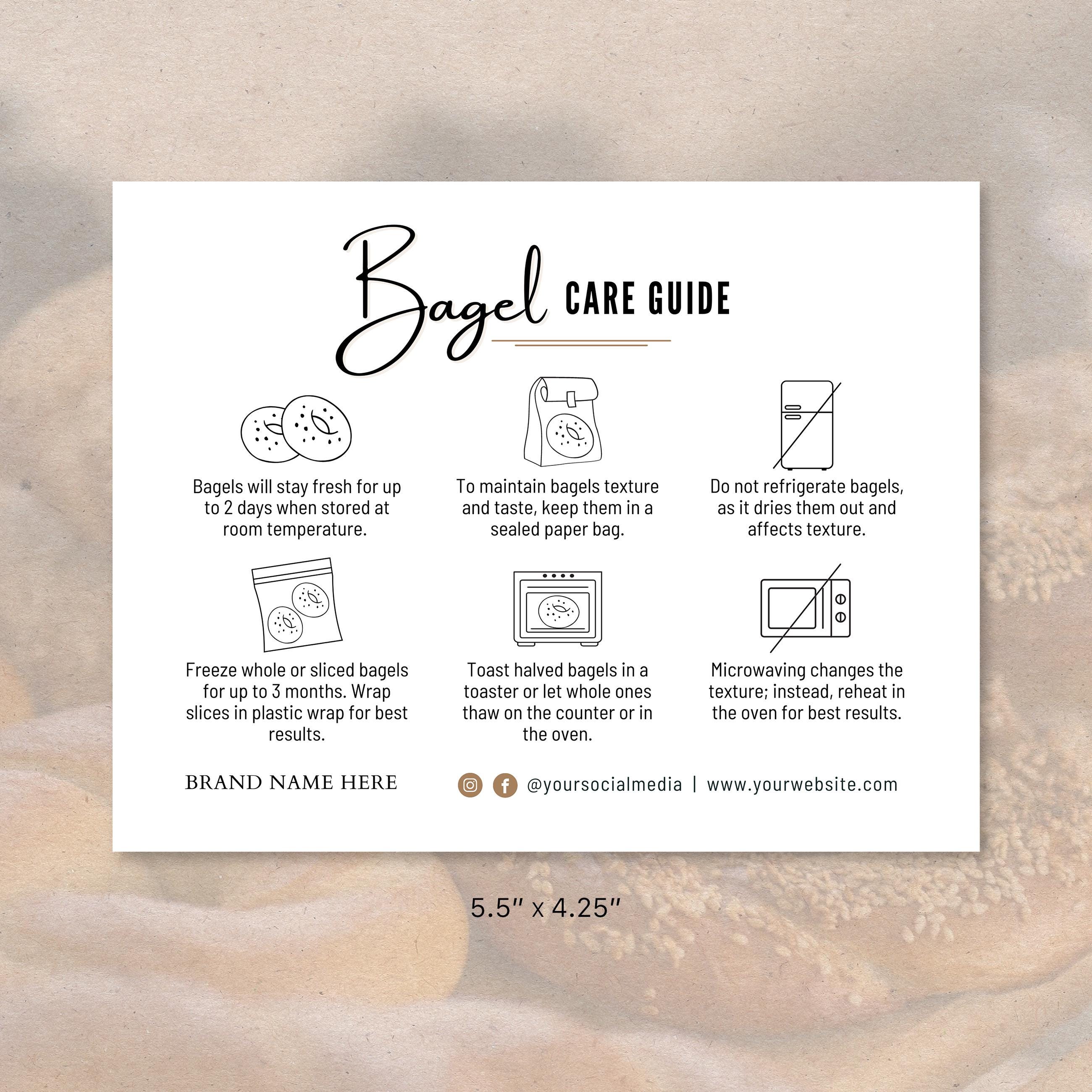 Bagel Care Card | Bagel Care Card Template | Printable Bagels Note ...