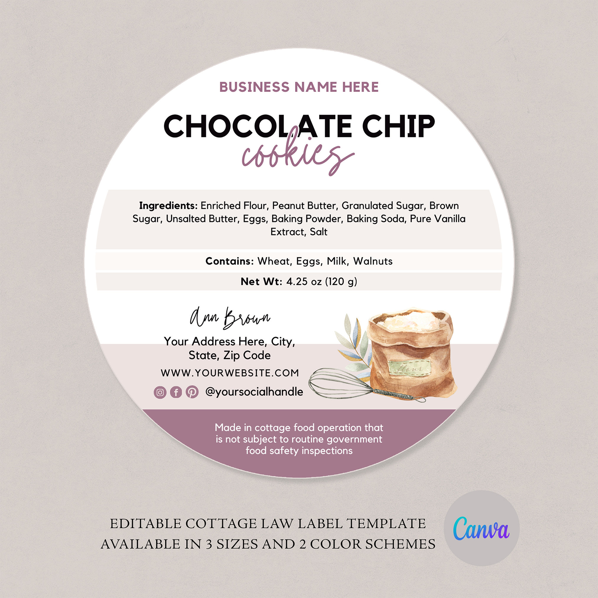 Cottage Food Label | Home Baked Goods Label | Printable Food Label ...