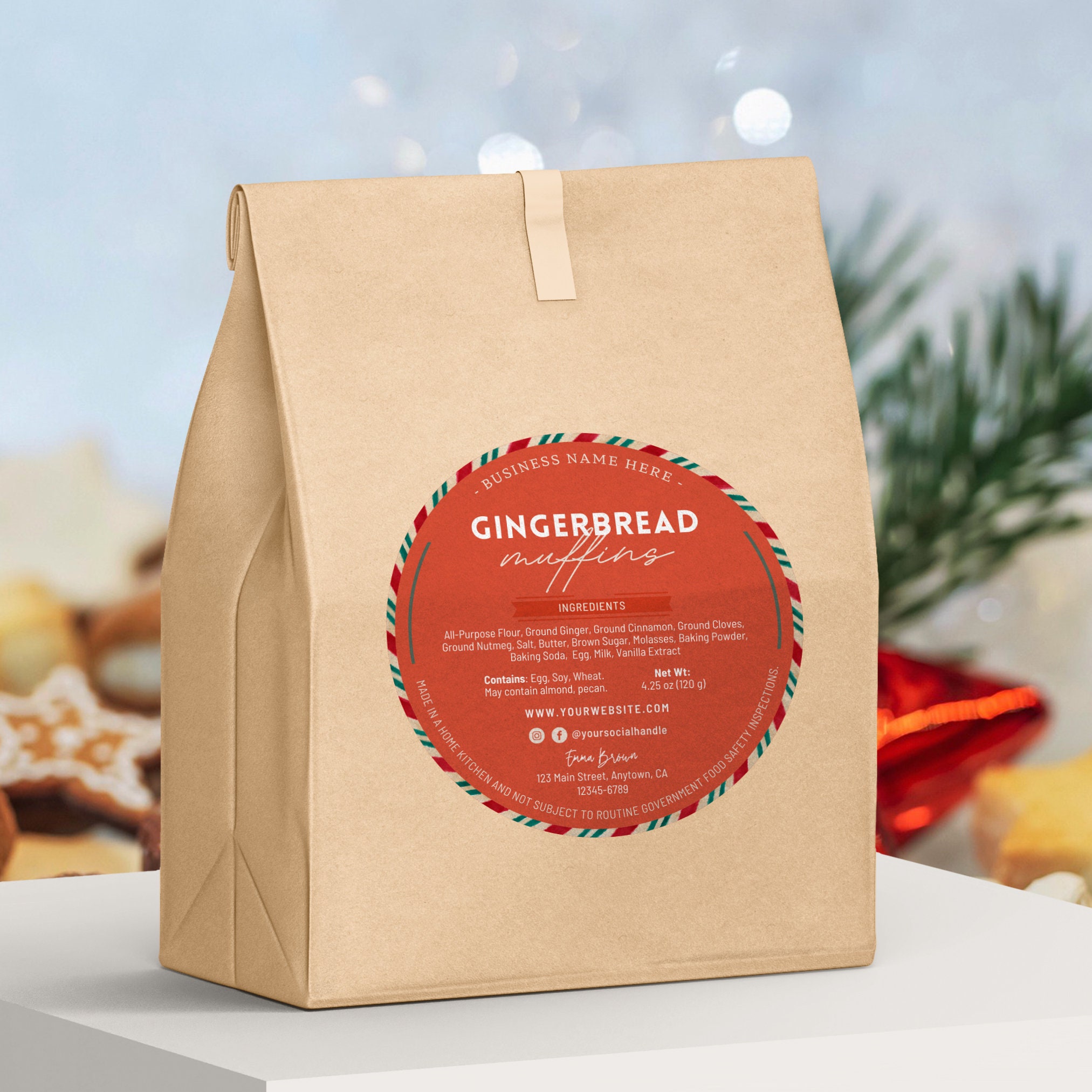 Cottage Law Label Christmas Label Printable Food Label Home Baked Goods ...