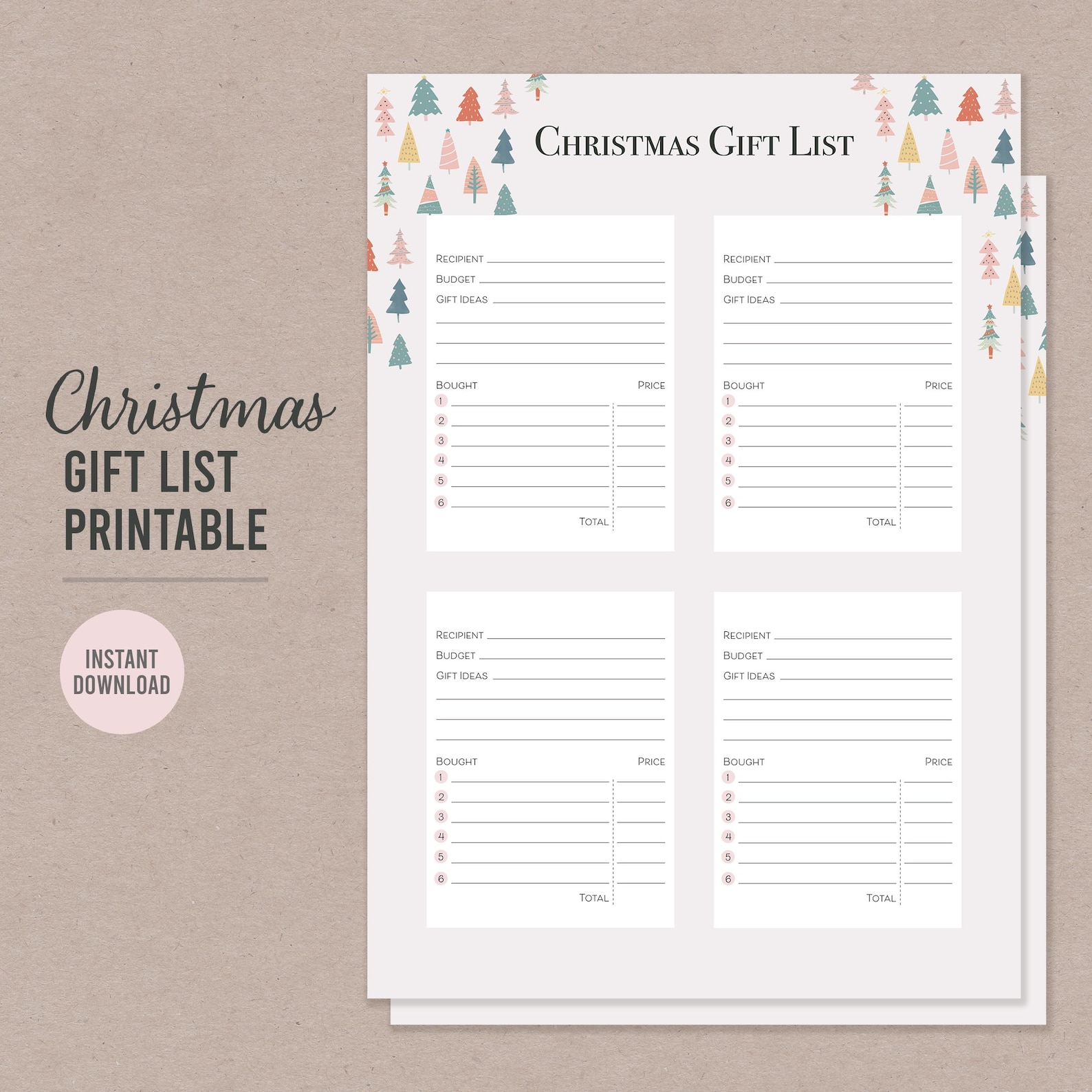 Christmas Gift List Printable | Christmas Gift Log | Christmas Gift ...