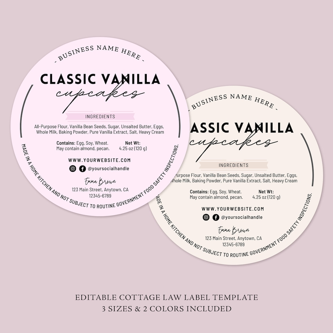 Cottage Food Label Home Baked Goods Label Printable Food - Etsy