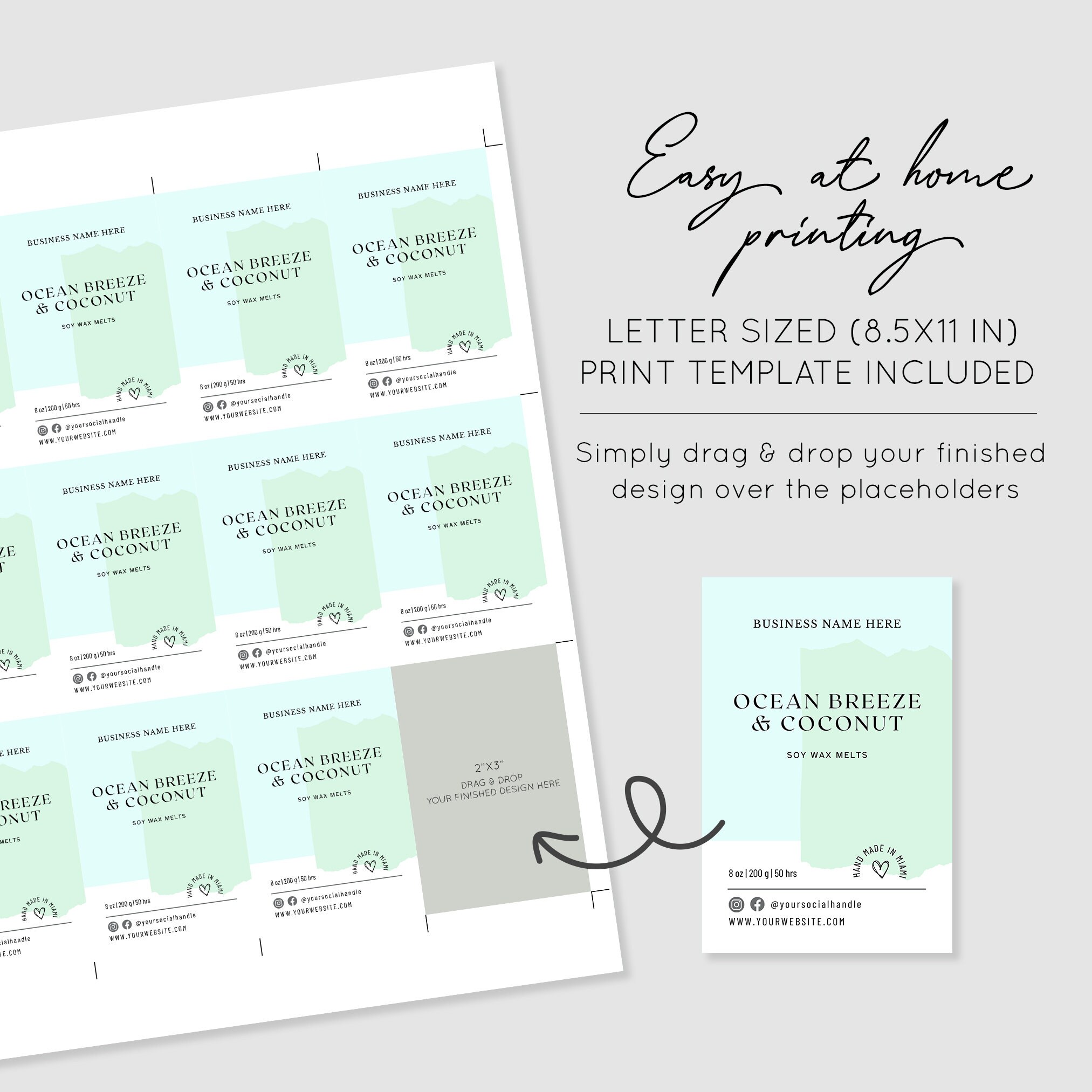 Editable Label Custom Wax Melt Label Template Boho Wax Melt Label ...