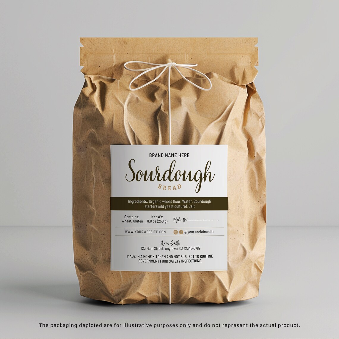 Sourdough Bread Cottage Law Label Template Home Baked Goods Label ...
