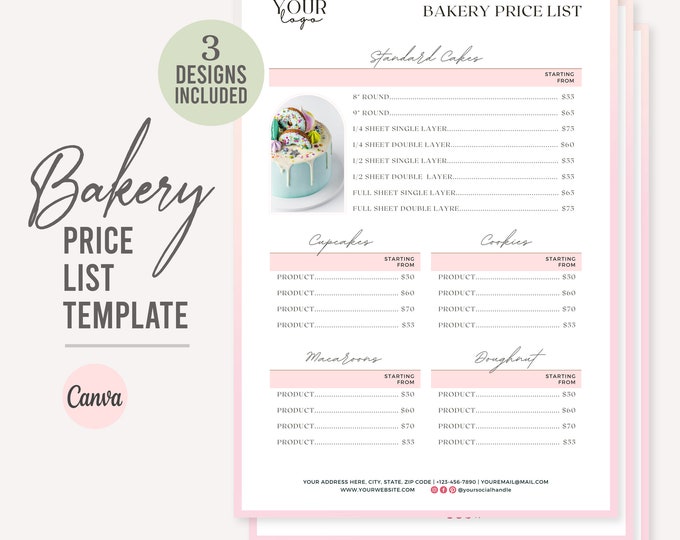 Sweet Treats PRICE LIST Template, Editable Super Easy,heart Breakable ...
