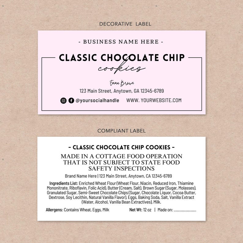 Cottage Food Label Template | Editable Canva Labels for Homemade Food ...