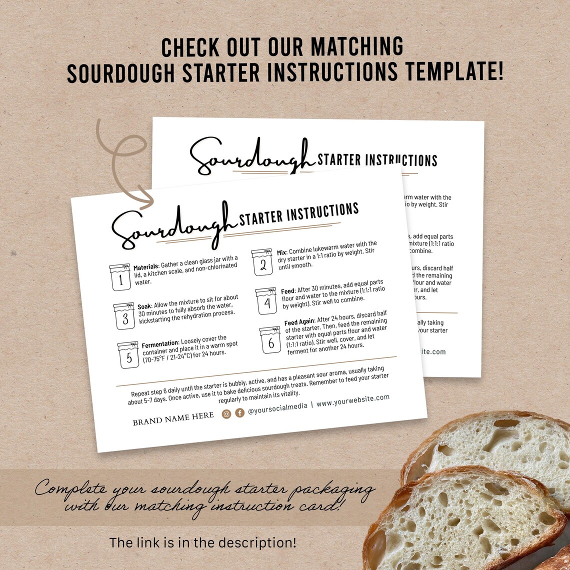 Sourdough Bread Recipe Card Template | Printable Baking Guide ...