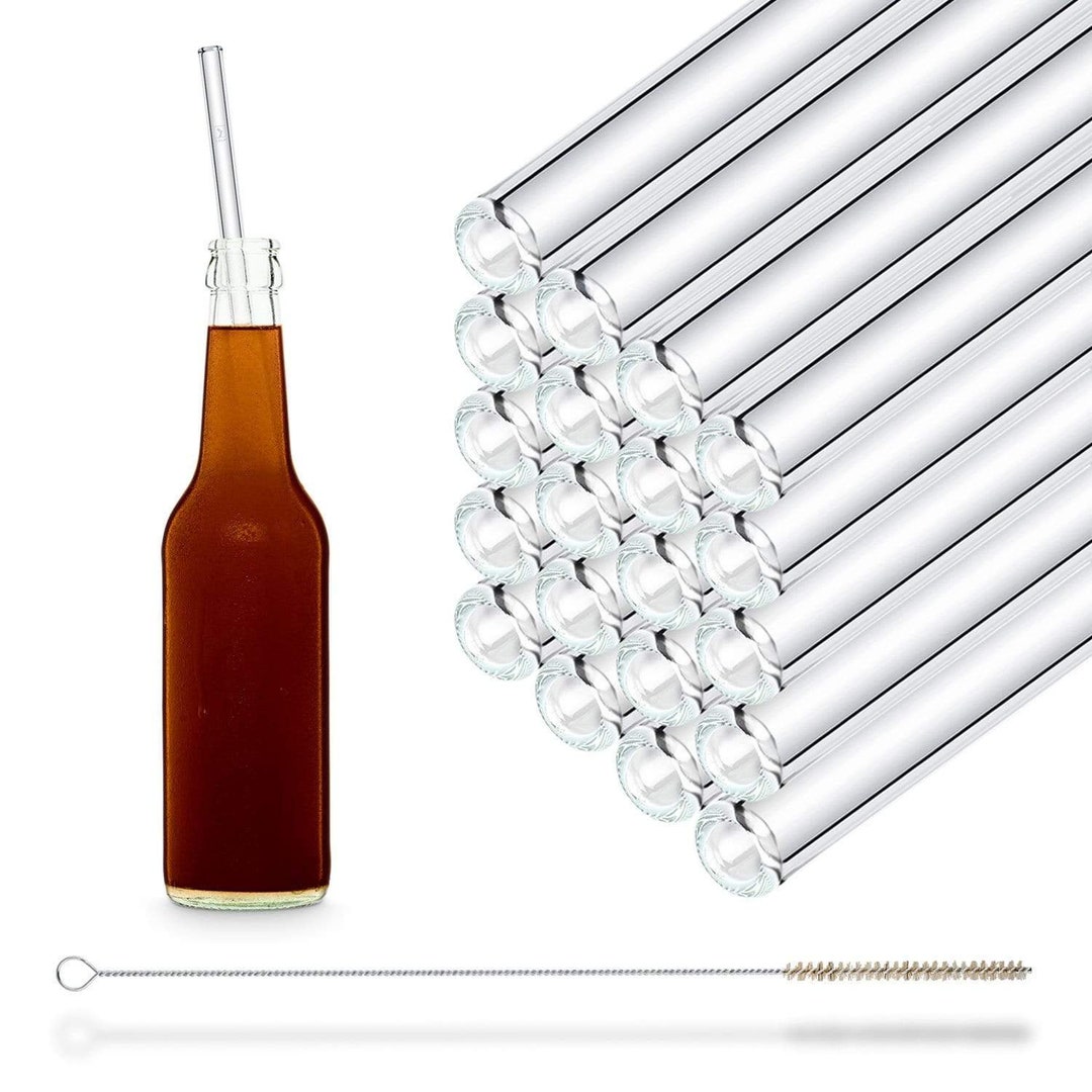 20x 30 Cm straight Party Set Glass Straws for Bottles From 0.33 to 1 ...