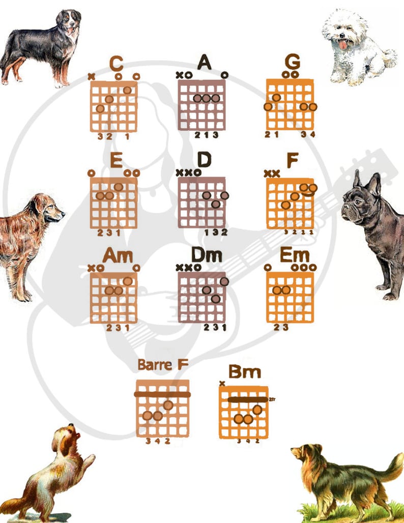 Dog Guitar Chord Chart - Etsy